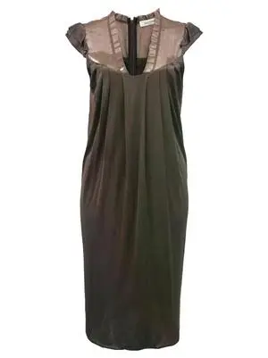 Valentino Garavani Pleated Midi Dress - Brown