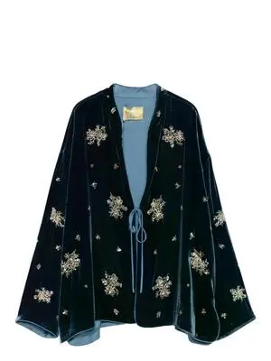 Momoni Embellished Front-tie Blouse - Blue