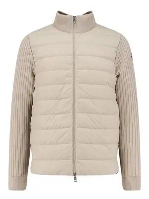 Moncler Wool Blend Padded Jacket - Beige