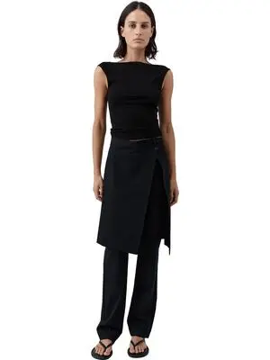ST AGNI Wool Hybrid Skirt Pants - Black