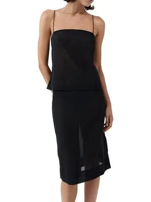 ST AGNI Silk Glass Beaded Cami - Black