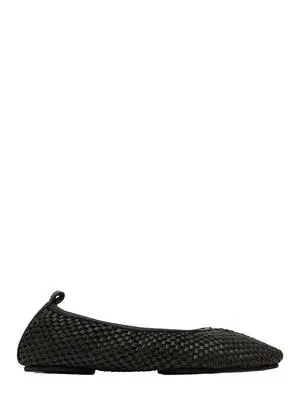 ST AGNI Lattice Weave Leather Ballet Flats - Black