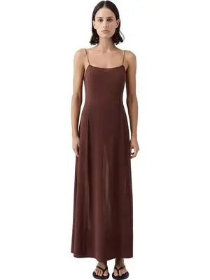 ST AGNI Sheer Silk Slip Dress - Liqueur