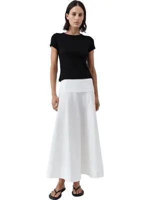 ST AGNI Cotton Blend Circle Hem Maxi Skirt - White