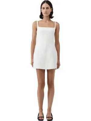 ST AGNI Tailored Square Neck Mini Dress - Off White