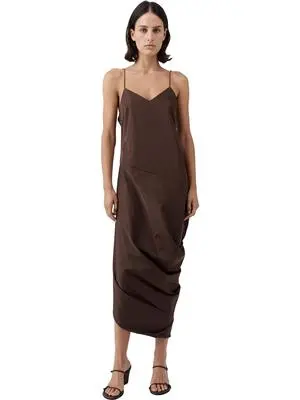 ST AGNI Paper Taffeta Drape Dress - Mocha