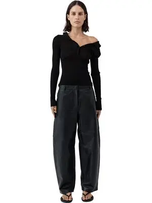 ST AGNI Petit Polo Knit Top - Black