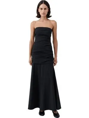 ST. AGNI Gathered Strapless Longline Dress - Black
