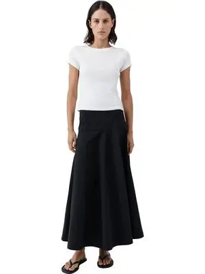 ST AGNI Cotton Circle Hem Maxi Skirt - Black