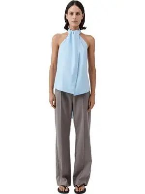 ST AGNI Oxford Halter Tie Back Top - Ciel Blue