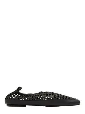 ST AGNI Perforated Square Toe Flat - Black