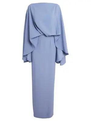 TALLER MARMO Crepe Cady Draped Eolia Gown - Blue