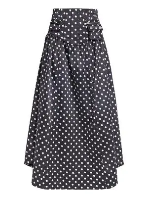 GANNI Satin Polka-dot Maxi Skirt - Black