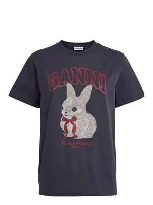 GANNI Organic Cotton Bunny T-shirt - Black