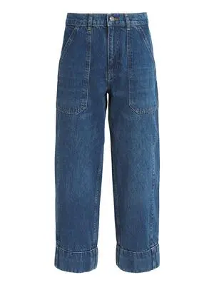 ME+EM Cropped Straight Leg Jeans - Blue