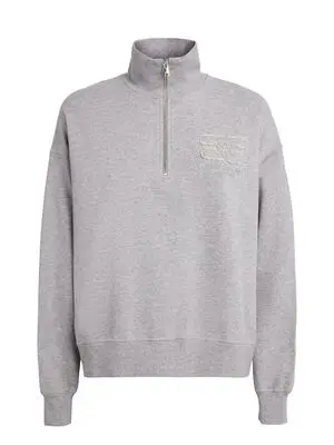 GANNI Organic Cotton Half-zip Sweatshirt - Grey