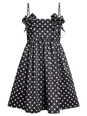 GANNI Satin Polka-dot Mini Dress - Black