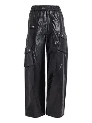 GANNI Recycled Leather-blend Cargo Trousers - Black