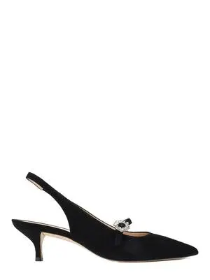 STUART WEITZMAN Aura 50 Crystal-embellished Suede Slingback Pumps - Black