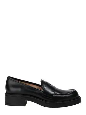 STUART WEITZMAN Louise Leather Penny Loafers - Black
