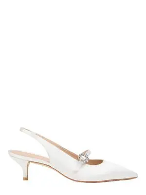 STUART WEITZMAN Aura 50 Crystal-embellished Slingback Pumps - Off-white
