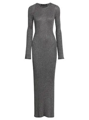 Proenza Schouler Joni Metallic Ribbed-knit Maxi Dress - Gunmetal