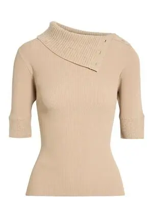 Proenza Schouler Daxton Button-detailed Ribbed-knit Turtleneck Sweater - Neutral
