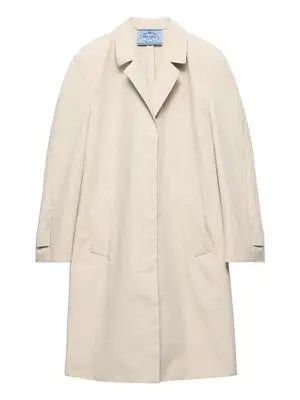 Prada Single-Breasted Poplin Coat Limestone