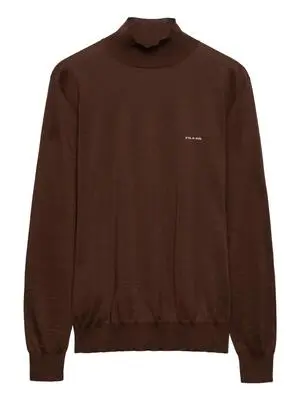 Prada Cotton Mock Turtleneck Sweater Cocoa Brown