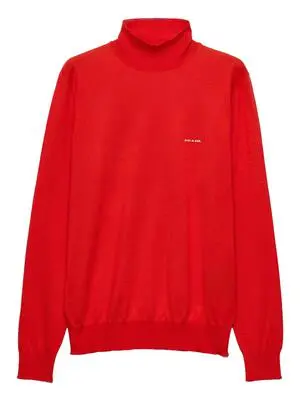 Prada Cotton Mock Turtleneck Sweater - Red