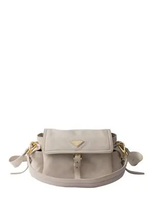 Prada Explore Medium Nappa Leather Shoulder Bag Chalk White