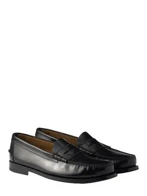 Prada Brushed Leather Loafers - Black