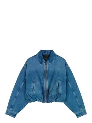 Maje Zip-up Denim Bomber Jacket - Blue