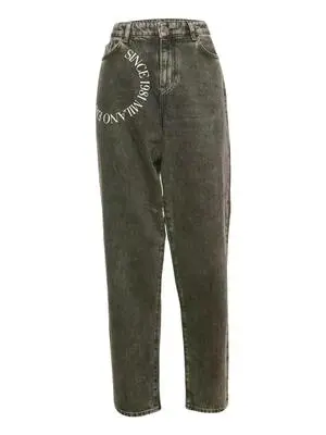 Emporio Armani High-waist Graphic Trousers - Grey