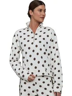 Carbon38 Polka Dot Half Zip Sweatshirt - White/carafe Polka Dot