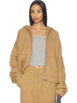 AYA MUSE Knit Zip Up Hoodie - Tigers Eye