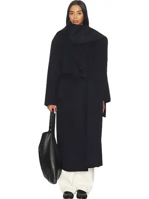 RÓHE Signature Double-faced Scarf Coat - Navy