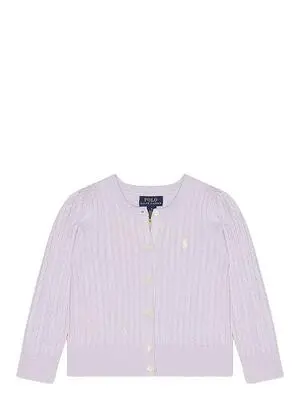 Polo Ralph Lauren Cable Knit Cotton Cardigan - Flower Purple With Nevis