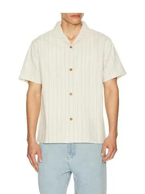 RHYTHM Vacation Stripe Shirt In White - Natural