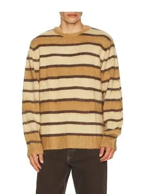 RHYTHM Mohair Striped Knit Sweater - Bark