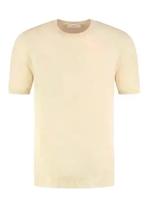 LARDINI Short-sleeve Fine Knit Sweater - Neutrals