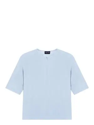 Giorgio Armani Short-sleeved Cupro Shirt - Light Blue