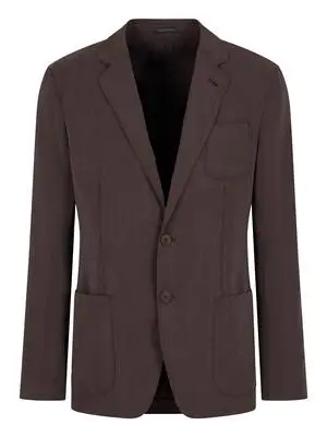 Giorgio Armani Upton Line Single-Breasted Jacket In Washed Silk Brown