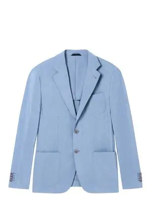 Giorgio Armani Upton Line Single-breasted Jacket In Washed Silk - Light Blue