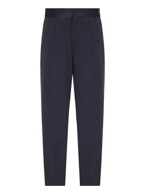 Giorgio Armani Washed Silk Double-pleat Trousers - Blue