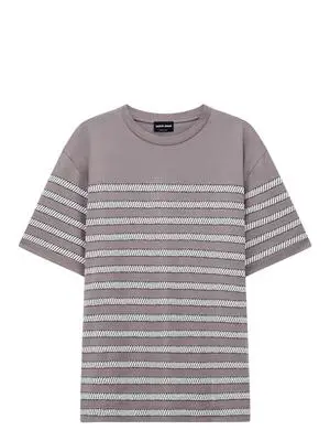 Giorgio Armani Crew-neck T-shirt With Fil Coupé Weave - Striped