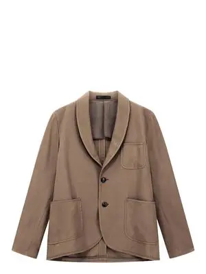 Giorgio Armani Asv Single-breasted Cupro Basketweave Jacket - Beige