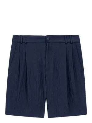 Giorgio Armani Lyocell And Silk Froissé Bermuda Shorts - Navy_blue