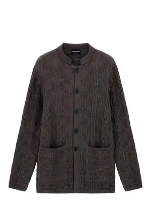 Giorgio Armani Cotton Blend Cardigan Jacket - Brown