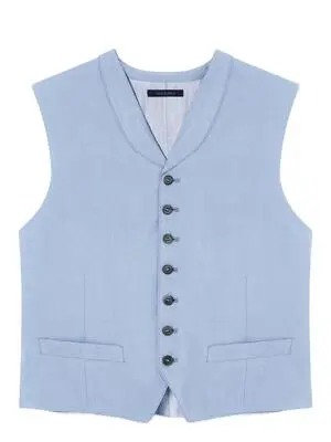Giorgio Armani Washed Silk Blend Single-breasted Waistcoat - Light Blue